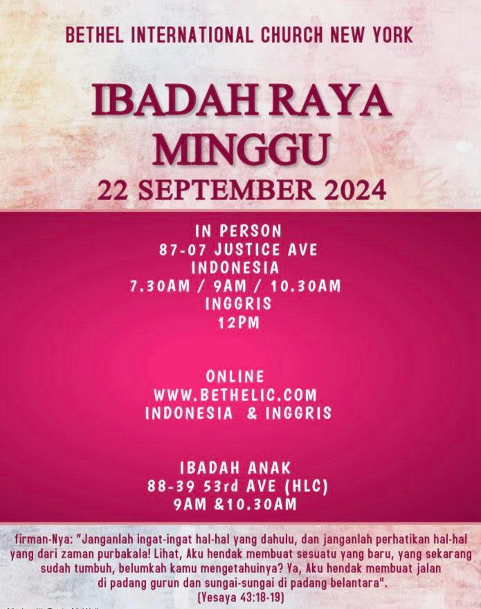 Ibadah Raya Minggu | Bethel International Church